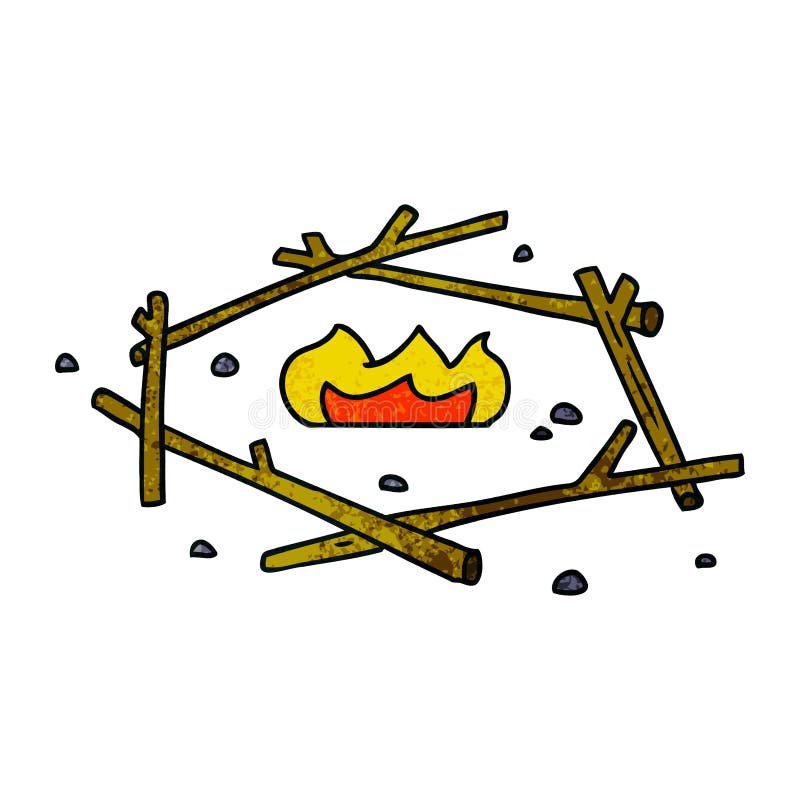 Cartoon Fire Pit Outdoor Nature Camping Free Hand Drawn Doodle Clip Art ...