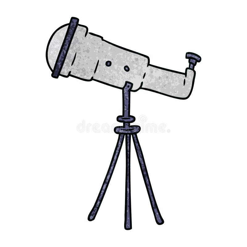 Textured Cartoon Doodle of a Large Telescope Stock Vector ...