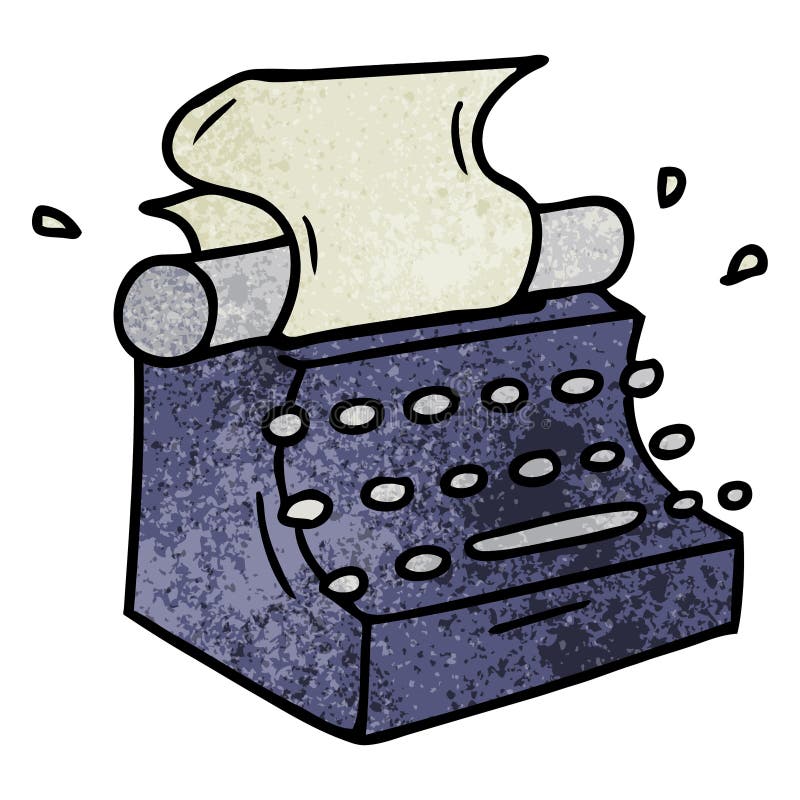 Cartoon Old School Old Fashioned Typewriter Office Study Free Hand ...