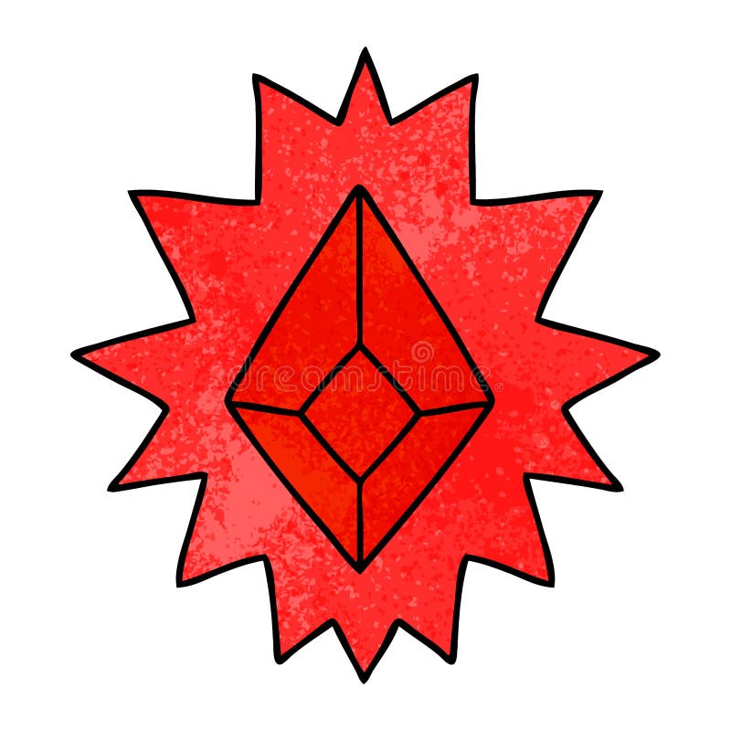 Textured Cartoon Doodle of a Red Bright Jewel Stock Vector ...