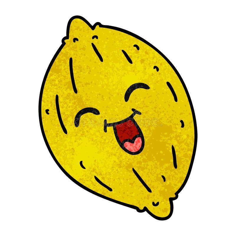 Textured Cartoon of a Happy Lemon Stock Vector - Illustration of ...
