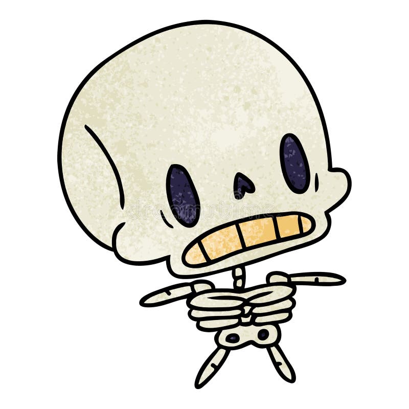 Textured Cartoon Kawaii Cute Dead Skeleton Stock Vector - Illustration ...