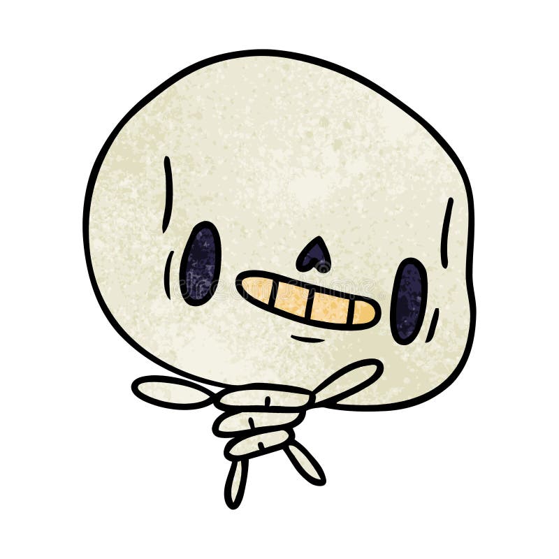 Textured Cartoon Kawaii Cute Dead Skeleton Stock Vector - Illustration ...