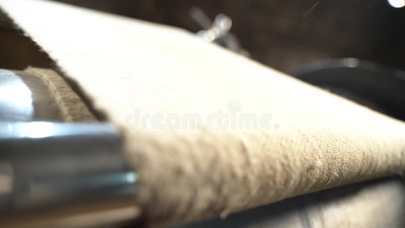 Textured Cellulose Sheet on Roller Machine Tool in Museum Stock Footage ...