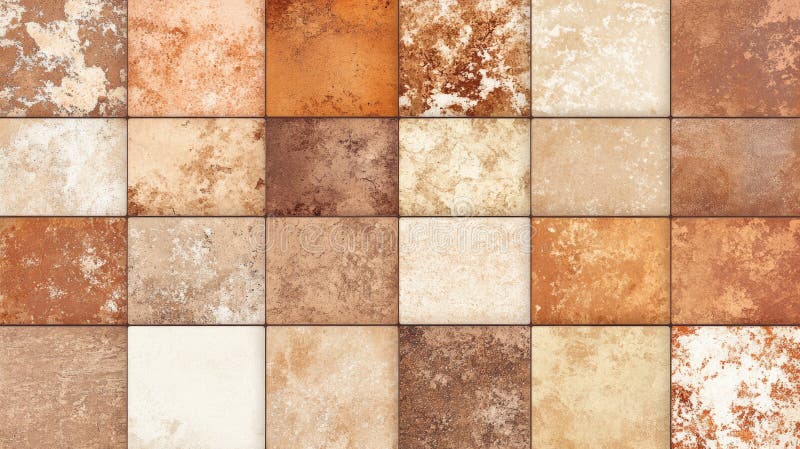 Textured Ceramic Tiles in Various Shades of Brown and Beige Arranged in ...