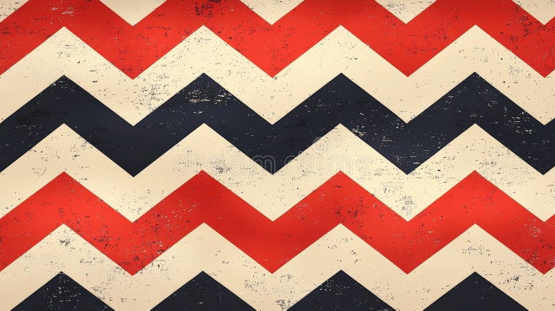 Textured Chevron Pattern in Red, Black, and Cream with Vintage ...