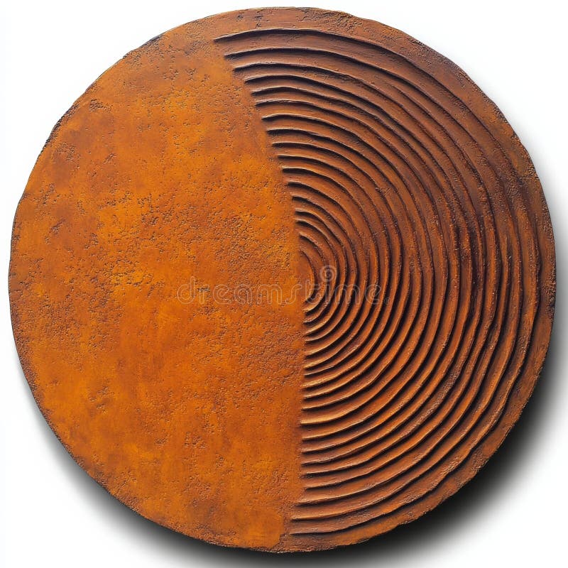 Textured Circular Metal Sculpture with Concentric Patterns and Rusted ...