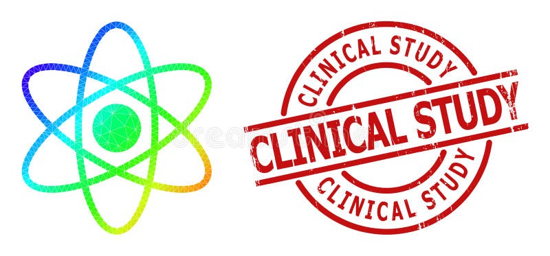 Textured Clinical Study Watermark and Lowpoly Spectrum Atom Icon with ...
