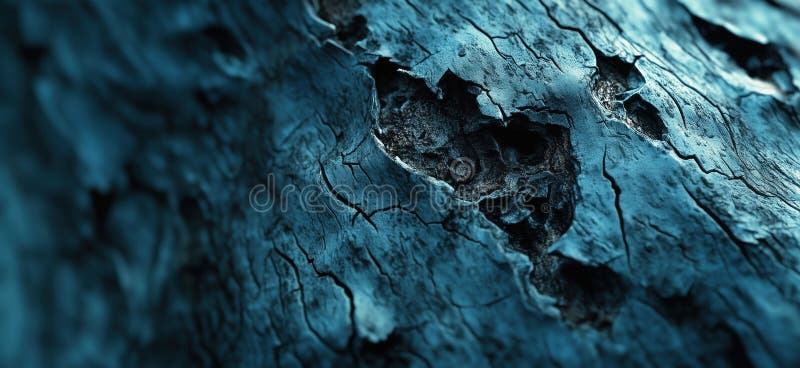 Textured Close-up of Cracked Blue Bark Revealing Intricate Patterns and ...