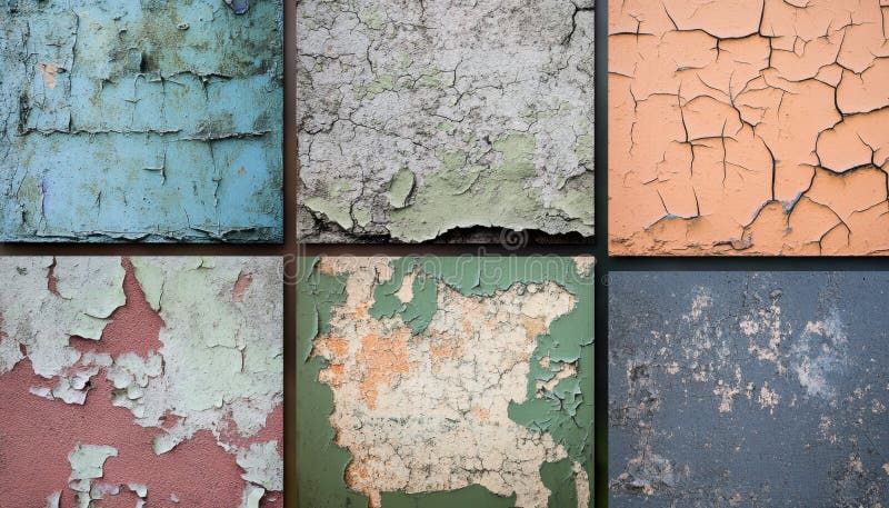 Textured Close-up of Peeling Paint in Various Colors on a Weathered ...