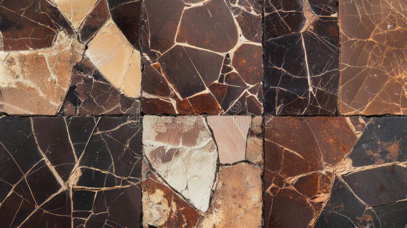 Textured Collage of Cracked Earth Tone Tiles for Interior Design ...