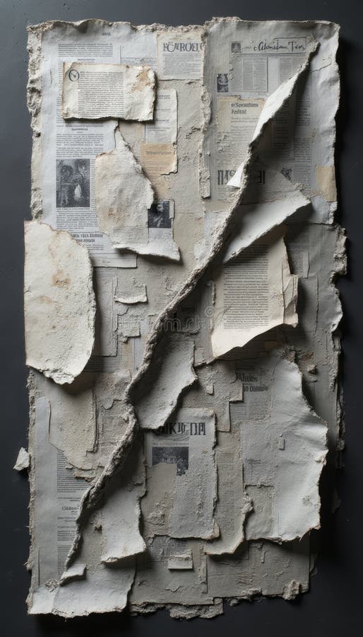 Textured Collage of Torn Newspaper and Plaster Stock Image - Image of ...