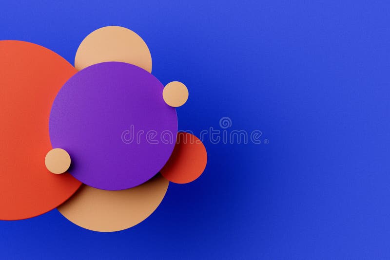 Textured Colored Circles Shapes on Blue Background 3d Render. Stock ...