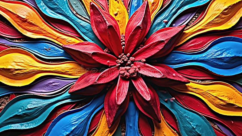 Textured Colorful Forms Flow Boldly in a Starburst, Creating Generative ...