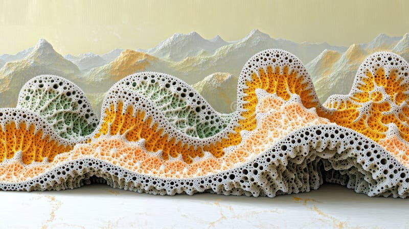 A Textured, Colorful Wave-like Structure Resembling Natural Landscapes ...
