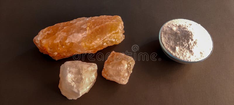 Crushed Himalayan Pink Salt Heap and Solid Rock Salt Crystals from ...