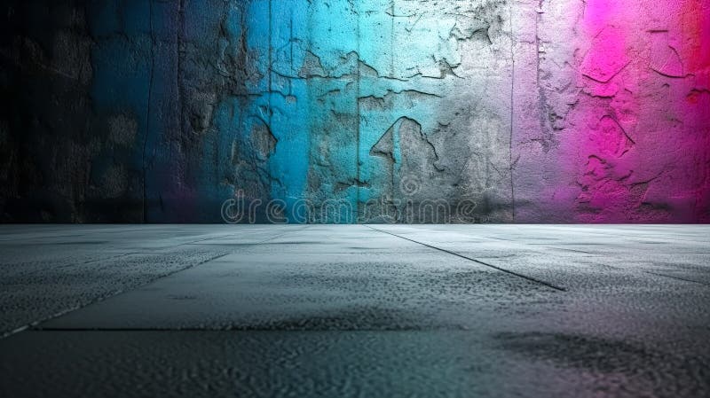 Textured Concrete Background with Colorful Backlight, Generative AI ...