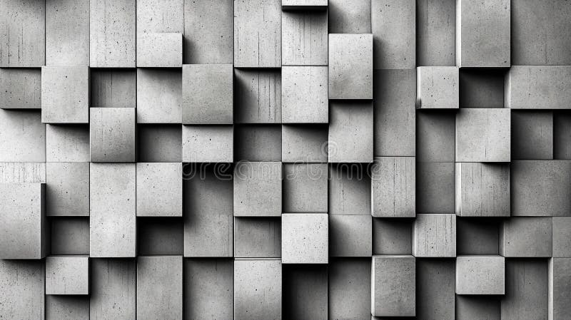Textured Concrete Wall Featuring Dimensional Blocks in a Modern ...