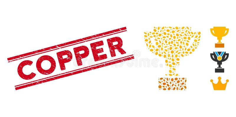 Textured Copper Line Stamp with Collage Gold Cup Icon Stock ...