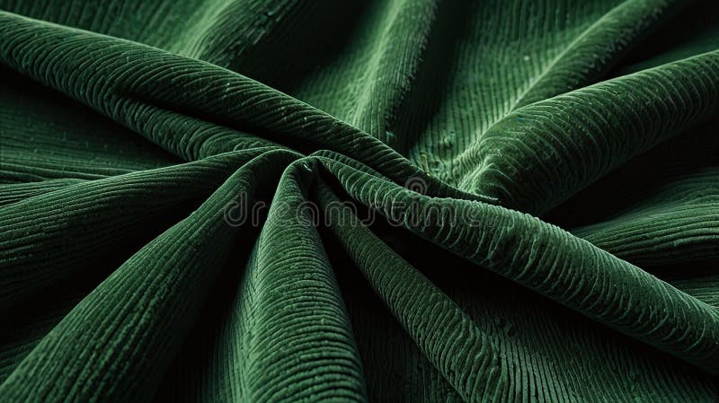 Textured Corduroy Cloth Surface in Forest Green, Under Harsh Midday Sun ...
