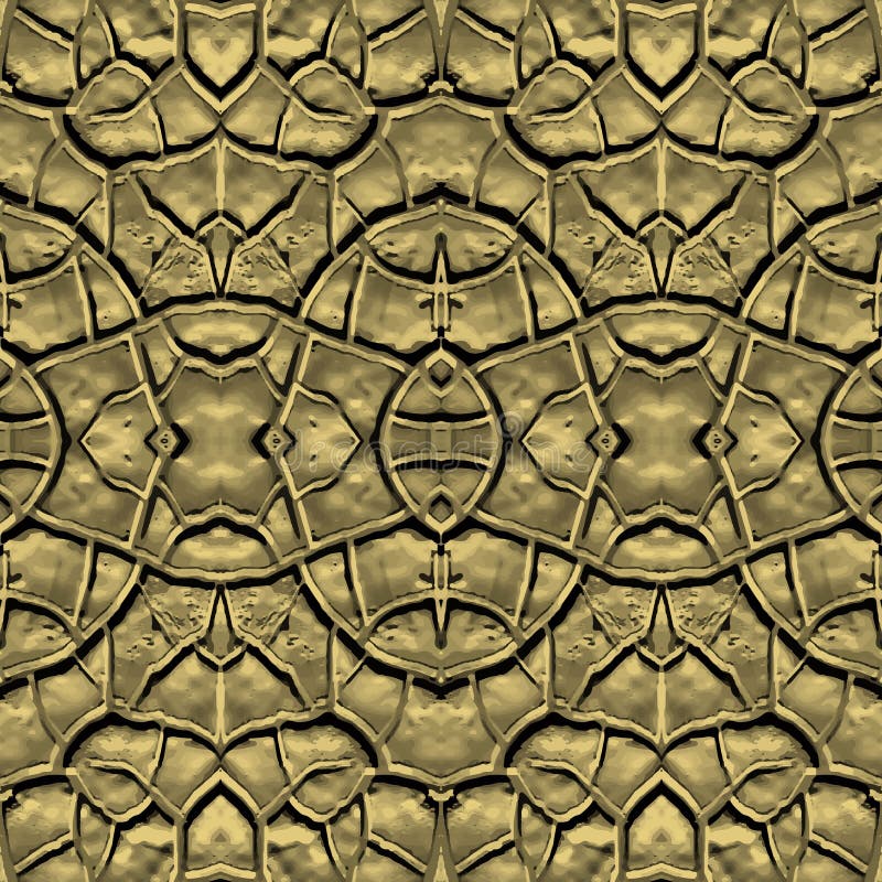 Textured Cracked 3d Gold Seamless Pattern. Embossed Surface Grunge ...