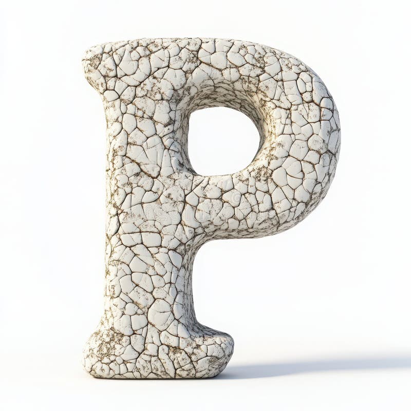 A Textured, Cracked Letter "P" in a Three-dimensional Design Stock ...