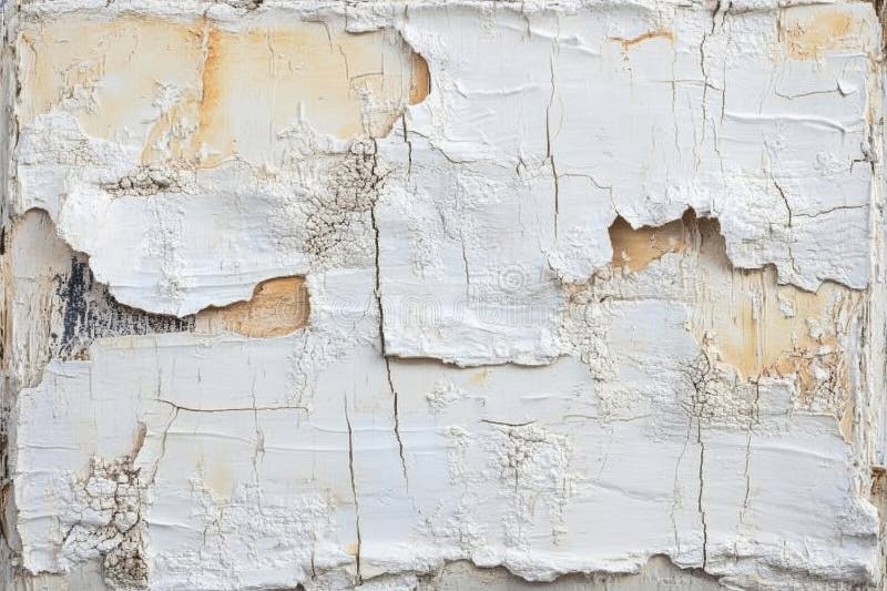 Textured Cracked Paint, Rugged White and Beige Tones with Visible Aged Layers, Rustic and ...