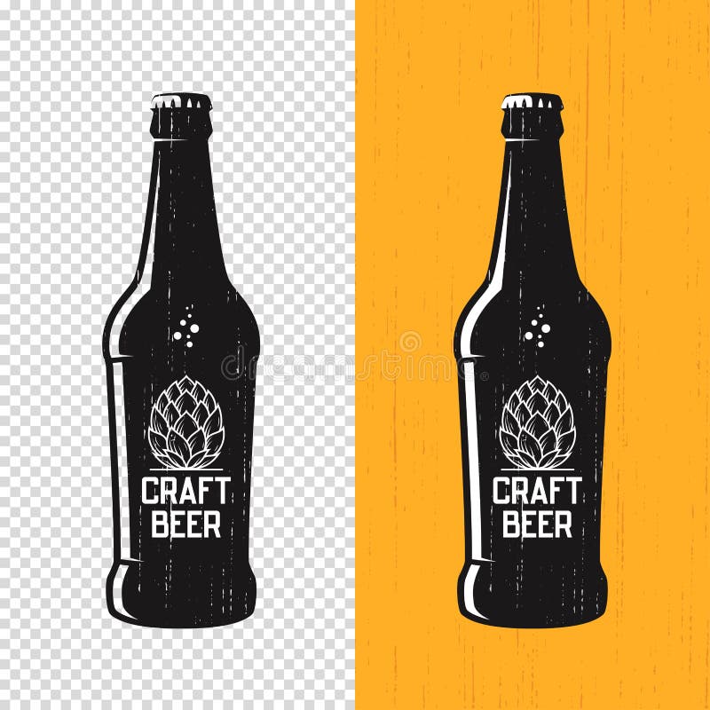 Textured Craft Beer Bottle Label Design. Vector Logo, Emblem, Ty Stock ...
