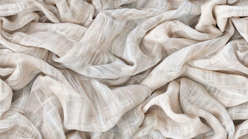 A Textured, Cream-colored Sheer Fabric is Shown, with a Geometric ...