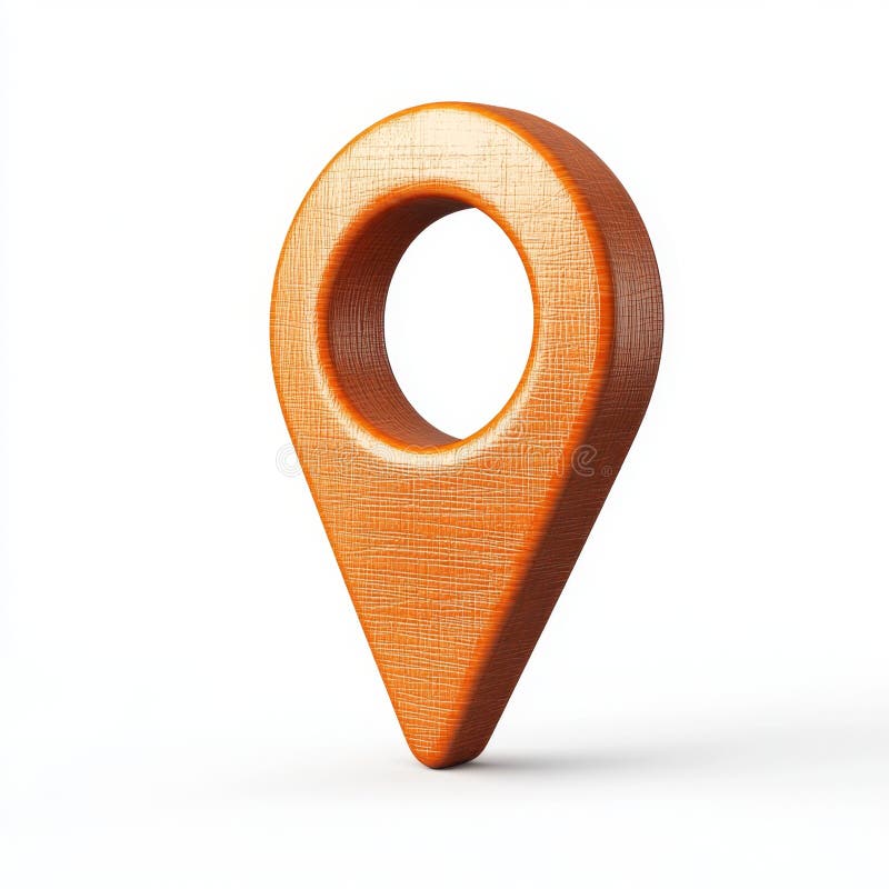 Textured 3D Orange Location Pin Icon on a White Background Stock ...
