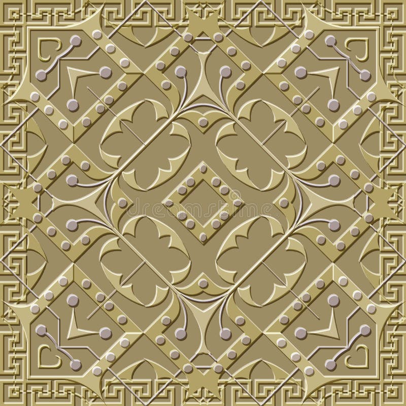 Textured 3d Seamless Pattern. Emboss Vector Ornamental Background ...