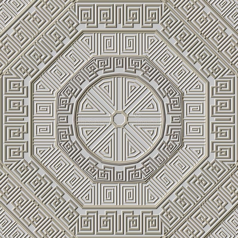Textured 3d Seamless Pattern. Embossed Greek Background. Vector Repeat ...