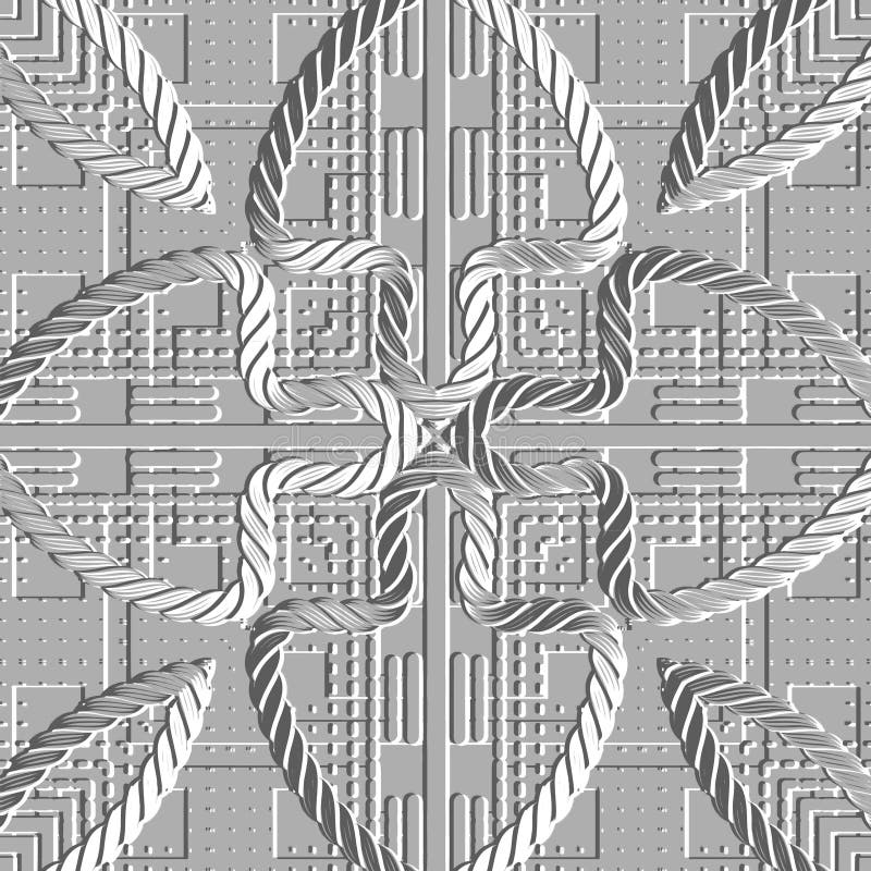 Textured 3d Seamless Pattern. Grunge Relief Vector Background. Repeat ...