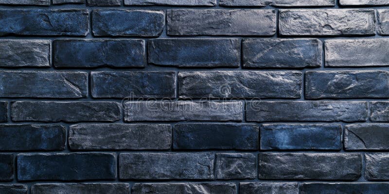 A Textured, Dark Blue Brick Wall with Subtle Variations in Color and a ...