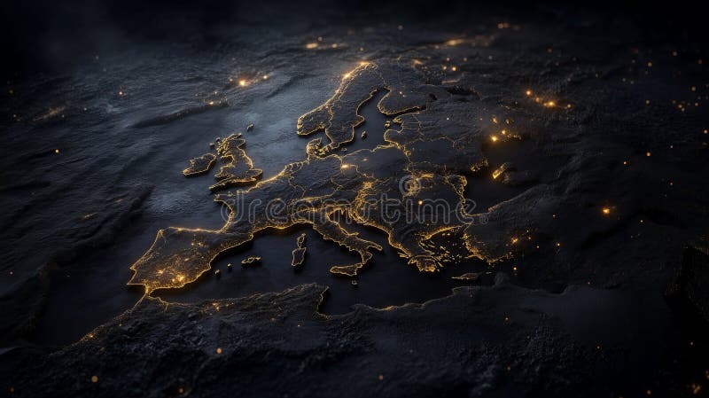 Dark Map of European Union, with Text EU on the Dense Texture ...
