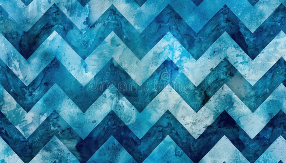 Blue Zigzag Pattern with Varying Shades and Textures in a Watercolor ...