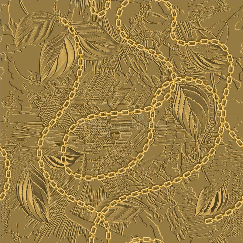 Textured Emboss Autumn Falling Leaves 3d Seamless Pattern. Relief ...