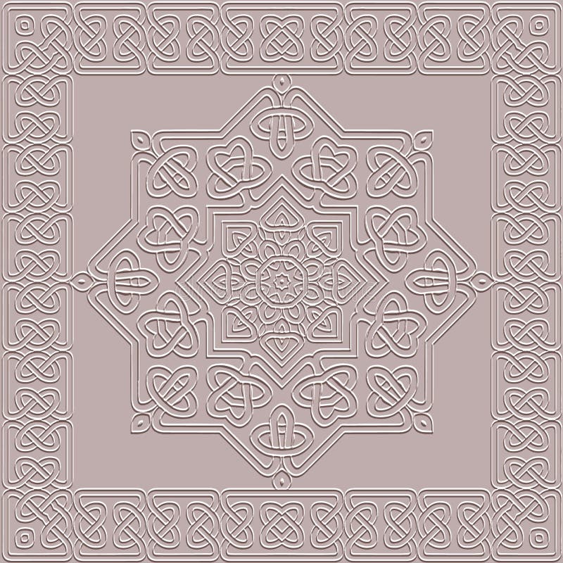 Textured Emboss 3d Celtic Seamless Pattern. Square Frame, Border ...