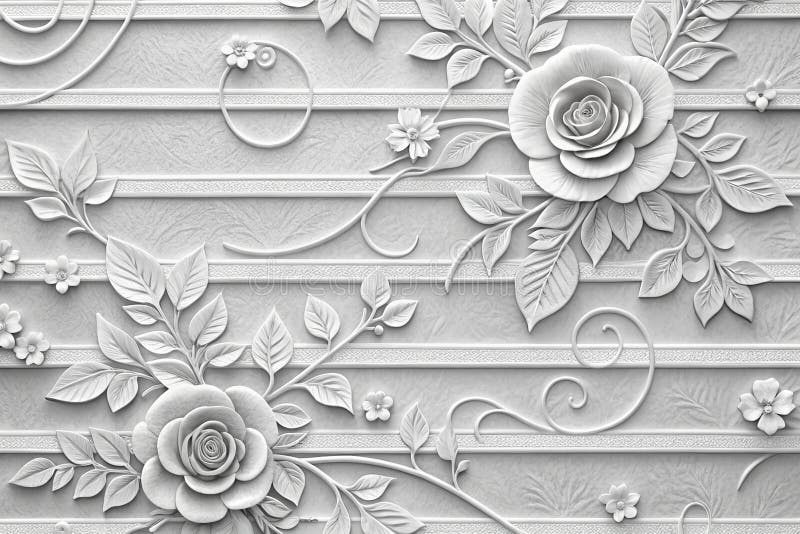 Textured Emboss Striped Floral 3D Pattern Background Illustration Stock ...