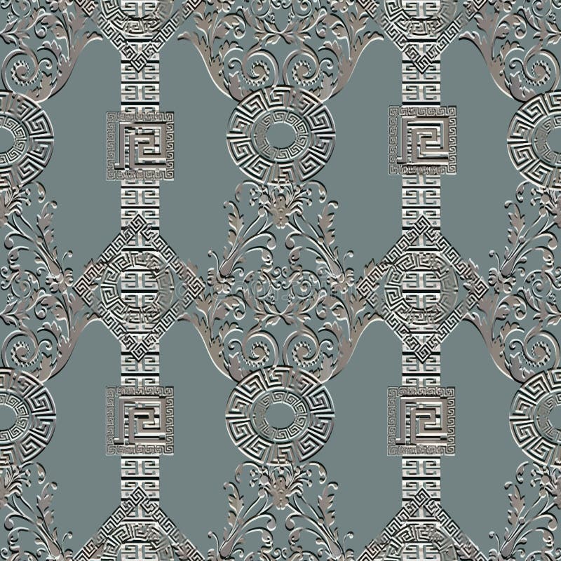 Textured Emboss Vintage 3d Seamless Pattern. Greek Style Ornamental ...