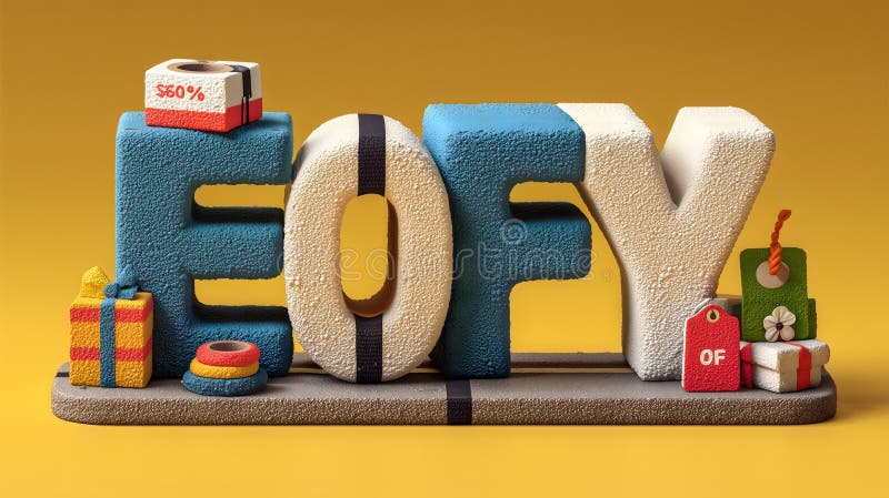 Textured Eofy Letters with Gift Boxes Stock Illustration - Illustration ...