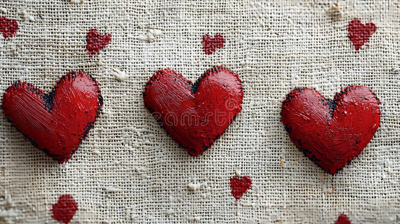 Textured Fabric with Red Heart Patterns Creates Charming, Warm ...