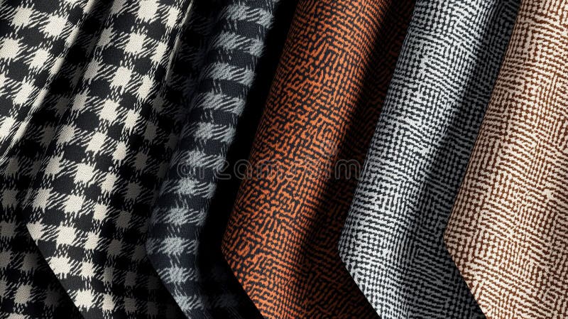Textured Fabric Swatches in Various Patterns and Colors Displayed on a ...