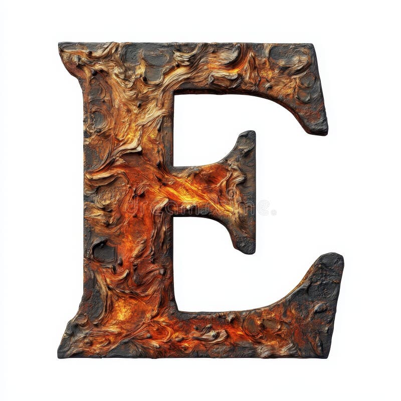 A Textured, Fiery Letter "E" with a Rustic Appearance, Suitable for ...