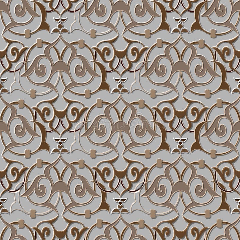 Textured Floral Emboss 3d Seamless Pattern. Embossed Arabesque Vector ... Textured Floral Emboss 3d Seamless Pattern. Embossed Arabesque Vector ...