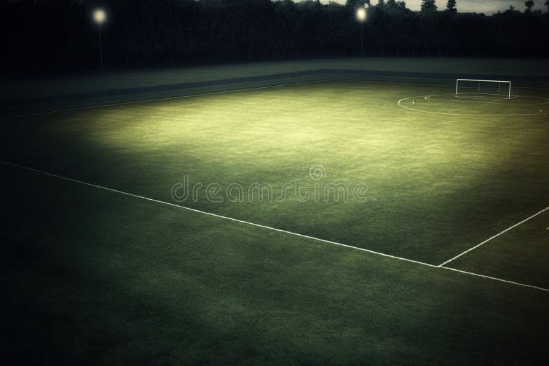 Textured Free Soccer Field in the Evening Light Center, Midfield with ...