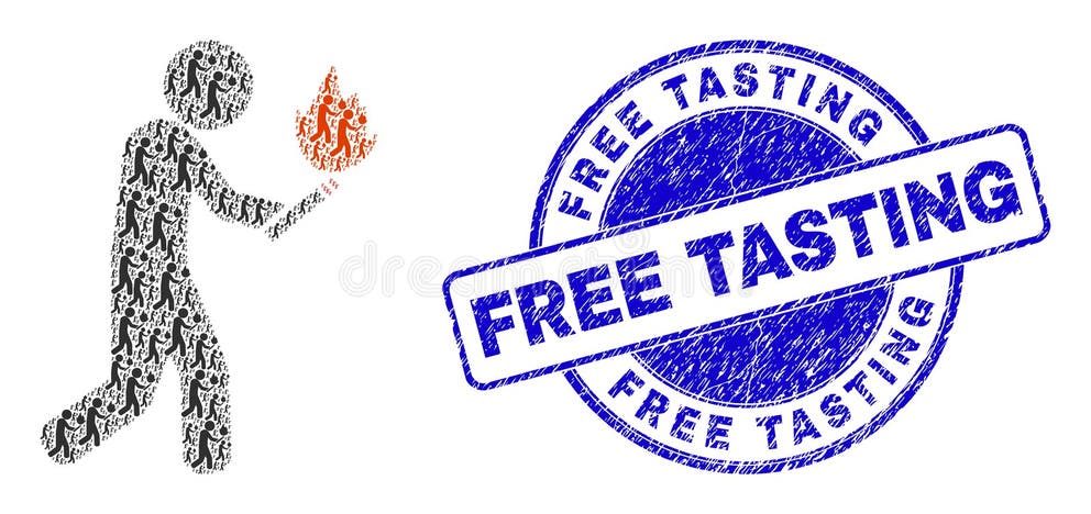 Textured Free Tasting Stamp and Fire Arsonist Recursion Collage of Self ...