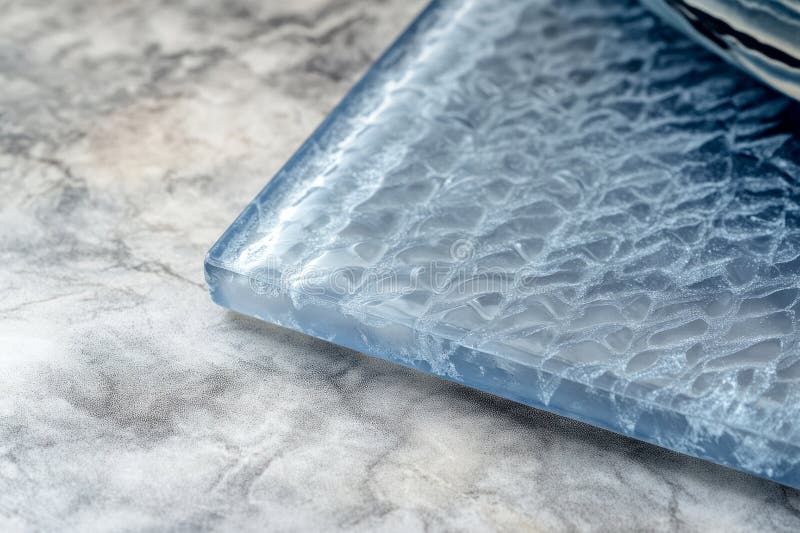 Textured Frosted Glass Chambray Blue Misty Patterns Creating Elegant ...