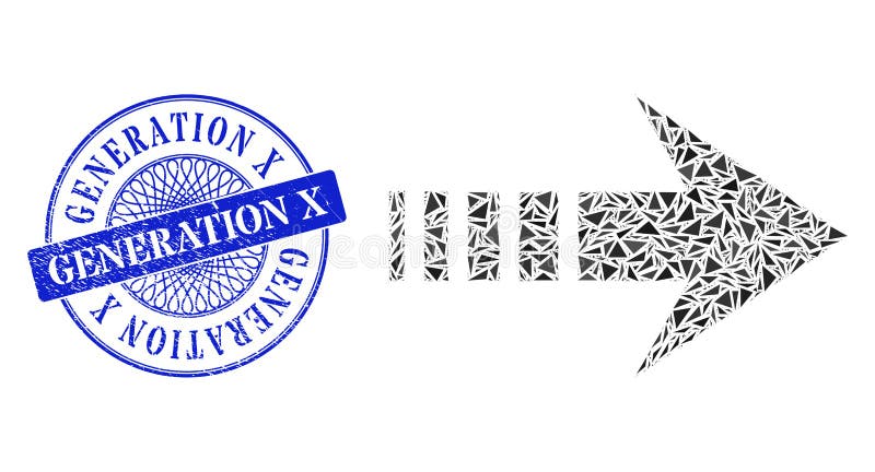 Textured Generation X Stamp and Triangle Send Right Mosaic Stock Vector ...