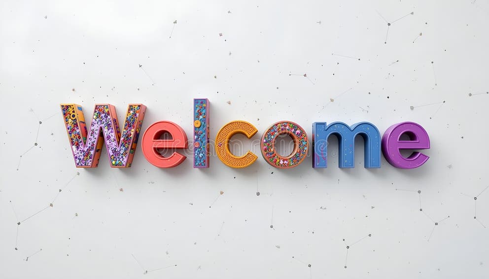 Textured and Glittering 3D Welcome Letters on a Subtle Background Stock ...